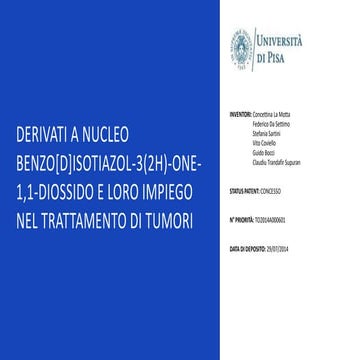 Derivati a nucleo benzo[d]isotiazol-3(2h)-one-1,1-diossido e loro ...