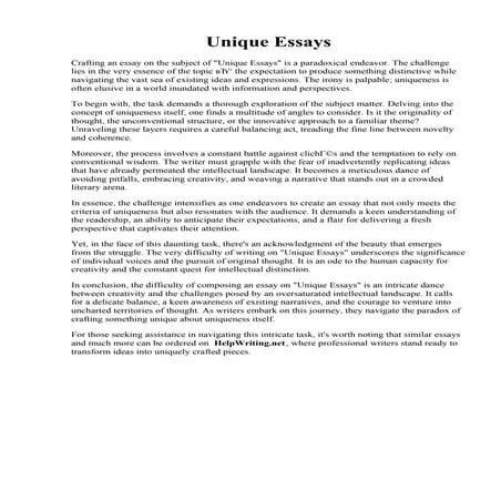 Unique Essays. How to Write an Introduction Paragraph for an Essay : r ...