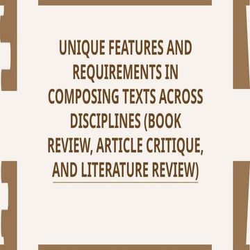 Unique Features and Requirements in Composing Texts Across Disciplines ...