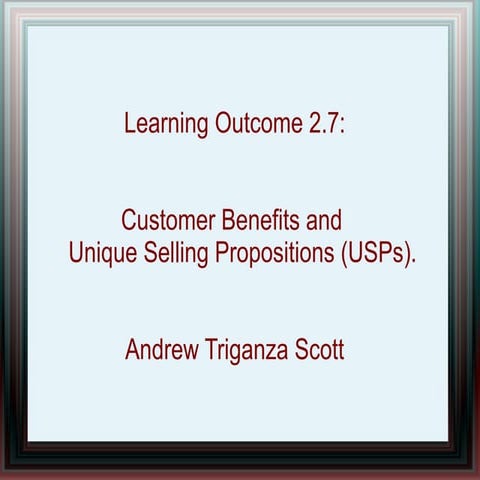 Unique Selling Proposition Chapter 1 USP | PPT