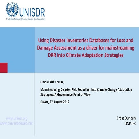 Using Disaster Inventories Databases for Loss and Damage Assessment as ...