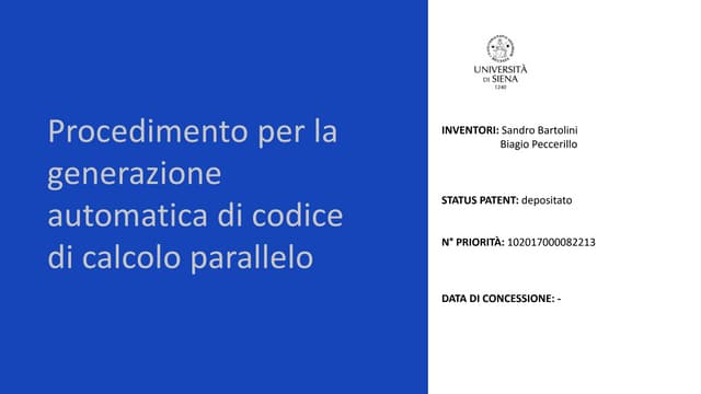 Procedimento Per La Generazione Automatica Di Codice Di Calcolo