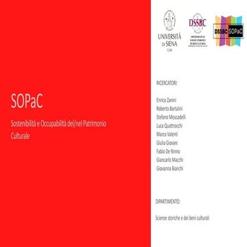 Sopac - sostenibilità e occupabilità del/nel patrimonio culturale | PDF