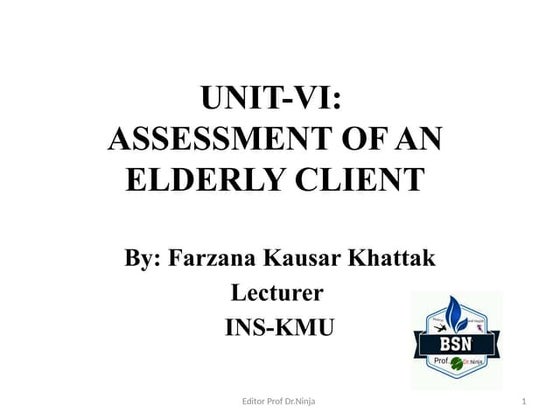 Geriatric Assessment , Assessment of Elderly | PPTX