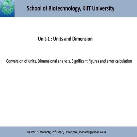Unit-1 : Units and Dimensions | PPTX
