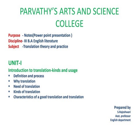 Introduction to Translation Theory | PPTX