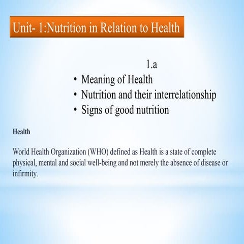 Unit- 1.pptx | Healthy Cooking and Eating | Food & Drink