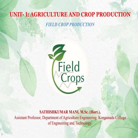CLASSIFICATION OF FIELD CROPS | PPTX