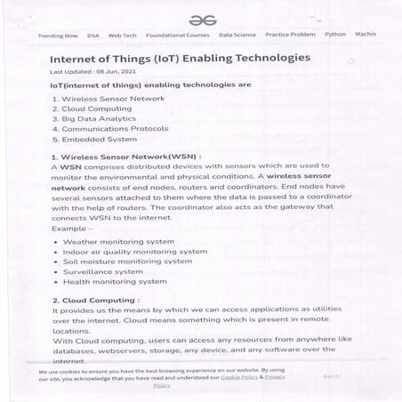 Unit-1. Introduction to Internet of things | PDF