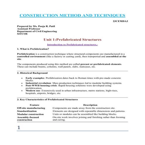 Construction Methods and Techniques- Prefabricated Structure | PDF