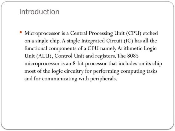 8085 MICROPROCESSOR ARCHITECTURE AND ITS OPERATIONS | PPT