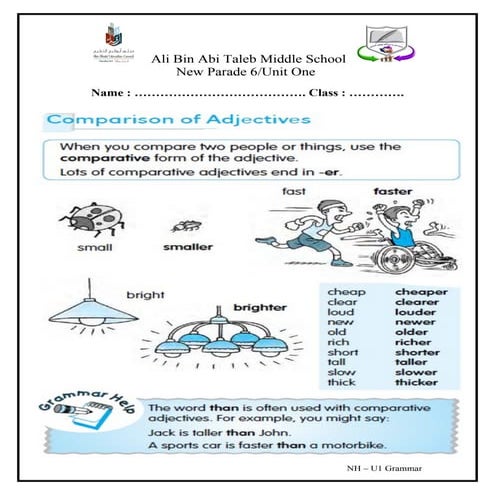 Unit 1-comparative-worksheet | PDF