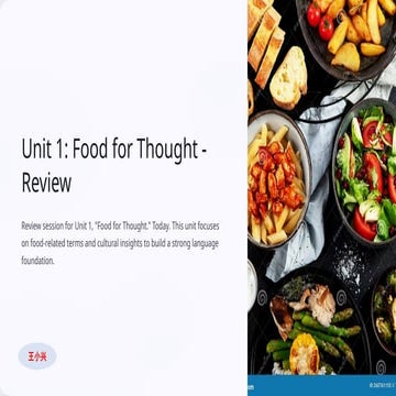 Unit 1 Food-for-Thought , lesson Food of thought | PPTX