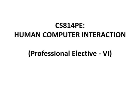 Human Computer Interaction Introduction | PPTX