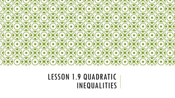 Quadratic Inequalities | PPTX