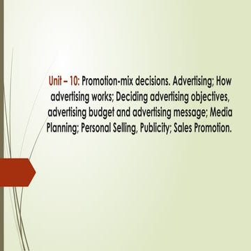 Promotion mix decision, advertising, media planing | PPTX
