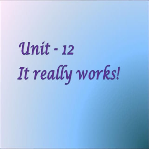 Unit 12 | PPT