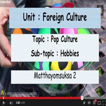 Listening Plan Unit:Foreign Culture Topic: Pop Culture Sub-topic ...