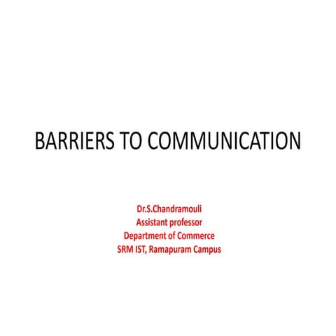 Unit 1 barriers to communication | PPT