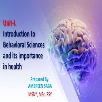Unit-1 Behavioural Sciences.pptx lacture | PPTX | Physical Therapy ...