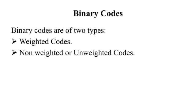 Weighted and Non Weighted Codes | PPTX