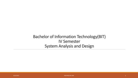 LECTURE TOPIC 1-INTRO TO SYSTEM ANALYSIS AND DESIGN | PPT