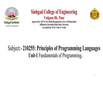 Unit-1 Fundamentals of Programming in cpp | PPT