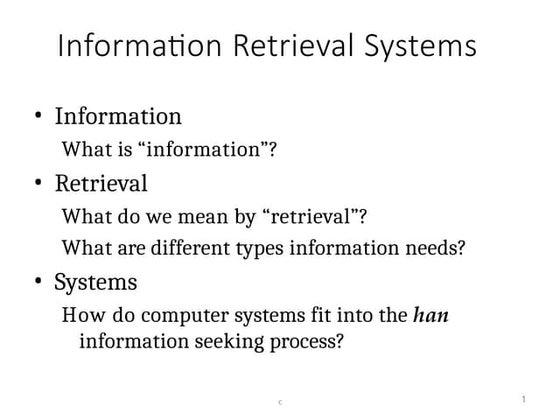 Unit 1 Information Storage and Retrieval | PDF