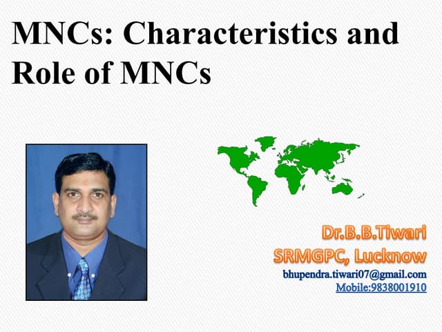 Role of MNC in india | PPTX