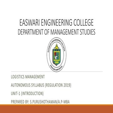 Introduction to Logistics Management | PPT