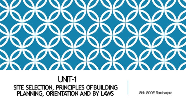 Principles of building planning | PPTX