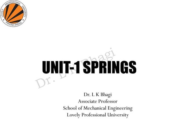 Mechanical Springs lecture 3 problems 1 | PPTX