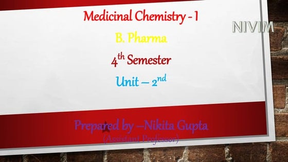 PHARMACEUTICAL ORGANIC CHEMISTRY ।।।rd. UNIT-2 . Bachelor of pharmacy ...