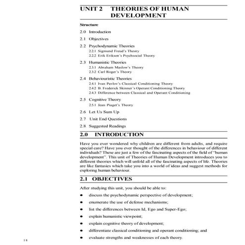 Theories of Human- Development - Unit 4 | PDF