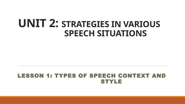 Types of speech context and style | PPTX