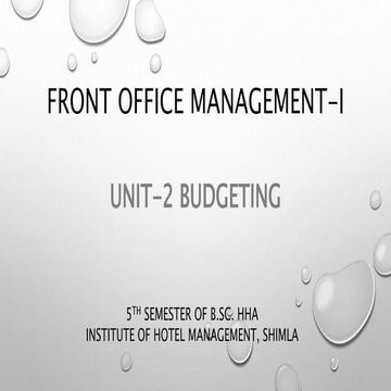 Unit-2 Budget.pptx front office hotel management | PPTX