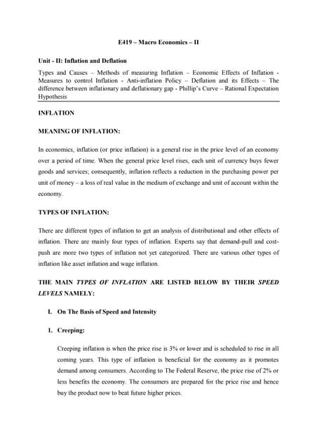 Inflation and deflation | PPT