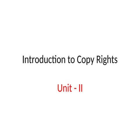 Introduction to Copy Rights Introduction | PPT