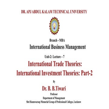 Unit 2 Lecture 7 International Investment Theory Part 2