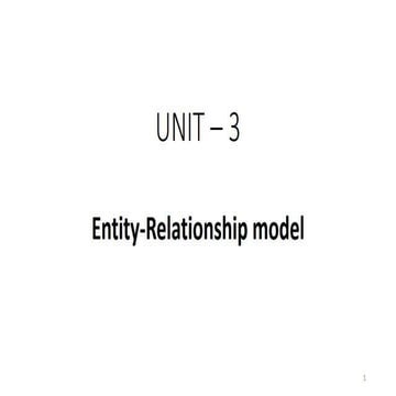 DBMS Unit 3 - Entity-Relationship model | PDF