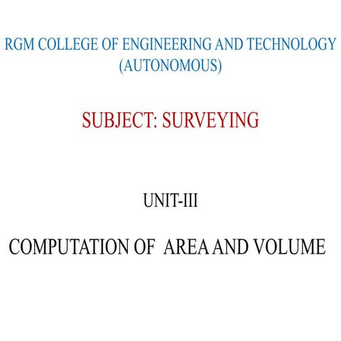 BASIC SURVEYING - AREAS AND VOLUMES COMPUTATION | PPT