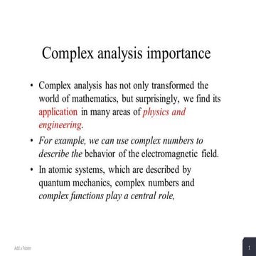 Engineering mathematics complex analysis importance | PPT