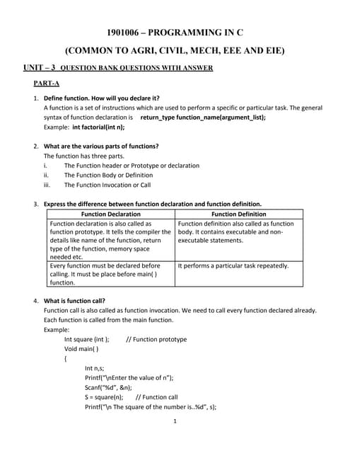 Presentation On Function In C Programming Pptx Web Development Internet