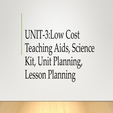 Low cost teaching learning material, unit planing and lesson planing | PDF