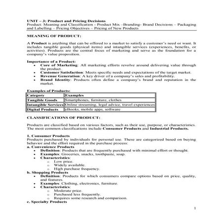 Unit - 3 Product and Pricing Decisions by Dr.U.Ramesh ...