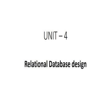 DBMS Unit 4 Relational Database design | PDF