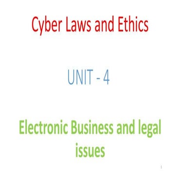 CLE Unit - 4 - Electronic Business and Legal Issues | PDF