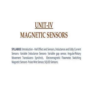 Magnetic sensors unit 4 Power point presentation | PPTX