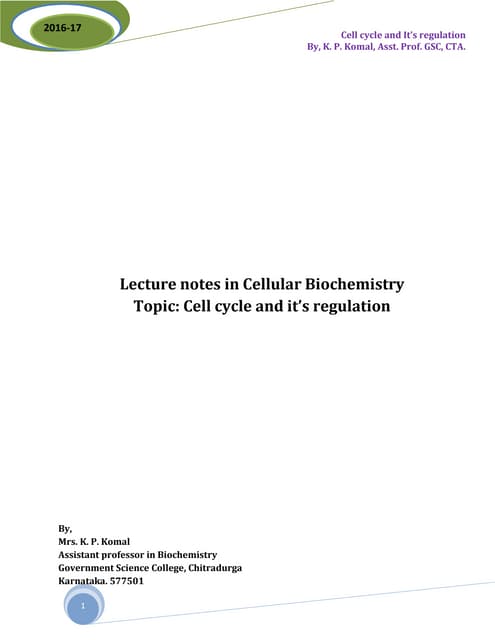Cell cycle regulation ppt | PPTX