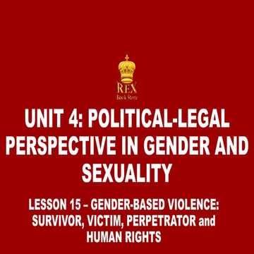 Unit-4-Gender-and-Society.pdf. GENDER BASED VIOLENCE LESSON 15 | PDF